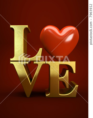 Gold letters LOVE isolated on red background... - Stock Illustration ...