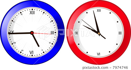 blue and red wall clock - Stock Illustration [7974746] - PIXTA