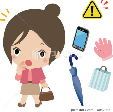 A young woman noticing a lost item - Stock Illustration [8042985] - PIXTA
