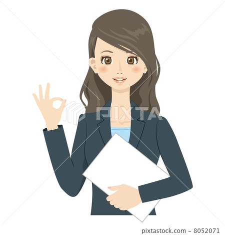 A woman giving an OK sign [Anime style series] - Stock Illustration ...