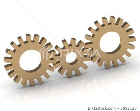Connection of the three gold gears - Stock Illustration [8052123] - PIXTA