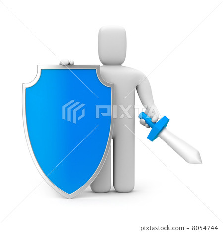 Person hold shield and sword - Stock Illustration [8054744] - PIXTA