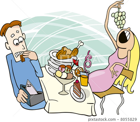 Gluttonous girl on date - Stock Illustration [8055829] - PIXTA