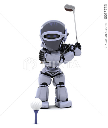 robot with club playing golf - Stock Illustration [8067753] - PIXTA