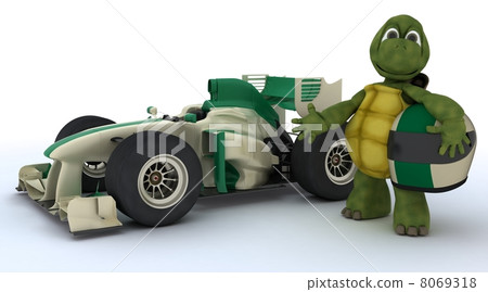 tortoise with racing car - Stock Illustration [8069318] - PIXTA