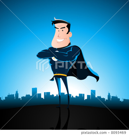 Cartoon Blue Superhero - Stock Illustration [8093469] - PIXTA