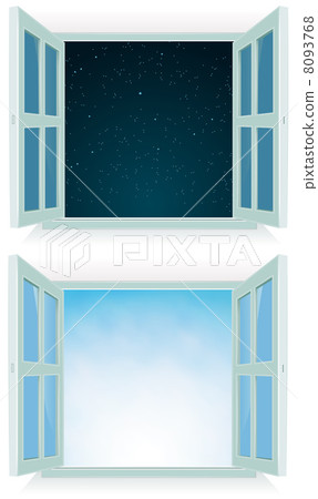 Open Window - Night And Day-插圖素材 [8093768] - PIXTA圖庫
