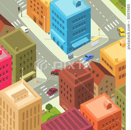 Cartoon City - Downtown - Stock Illustration [8093980] - PIXTA