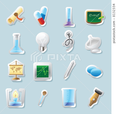 Sticker icons for science and education - Stock Illustration [8132334] - PIXTA