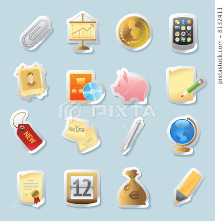 Sticker icons for business and finance - Stock Illustration [8132411 ...
