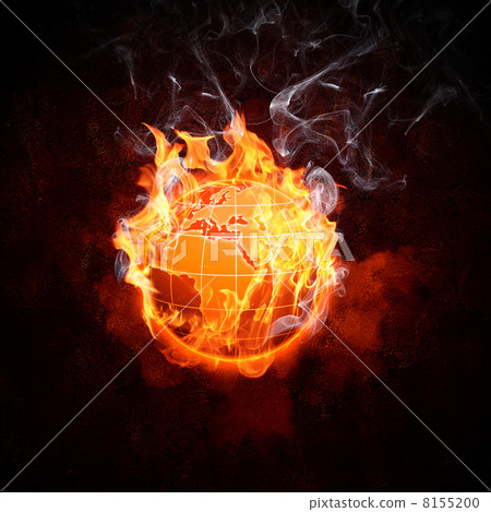Globe in fire flames - Stock Illustration [8155200] - PIXTA