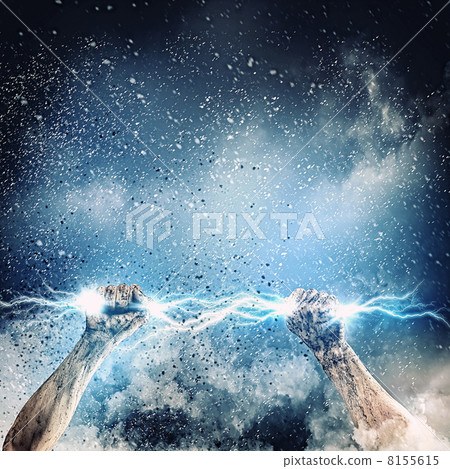 Human hand holding lightning - Stock Illustration [8155615] - PIXTA