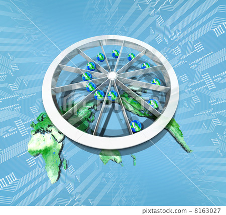 Perpetual rotating circle on the world map /... - Stock Illustration ...
