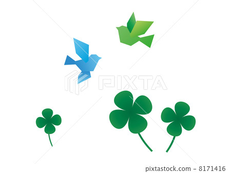 Clover bird pigeon four leaves - Stock Illustration [8171416] - PIXTA
