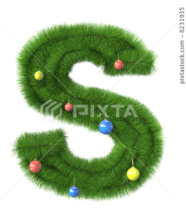 S letter made of christmas tree branches - Stock Illustration [8231935 ...