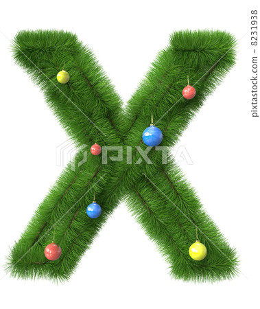 X letter made of christmas tree branches - Stock Illustration [8231938 ...