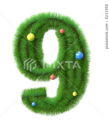 9 number made of christmas tree branches - Stock Illustration [8231956 ...
