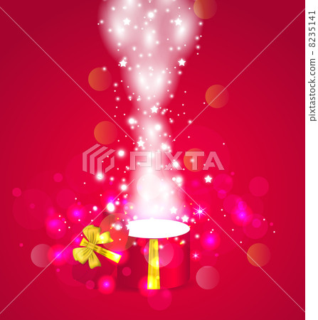 Christmas background with open magic gift box - Stock Illustration ...