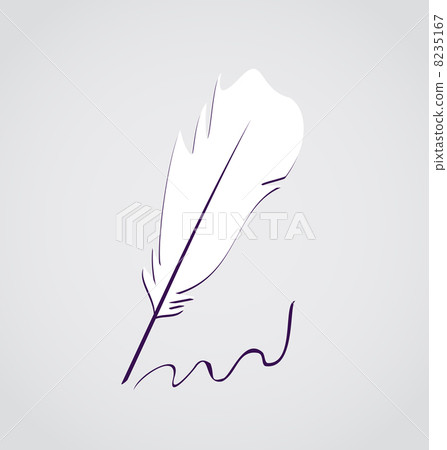 White feather calligraphic pen isolated - Stock Illustration [8235167 ...
