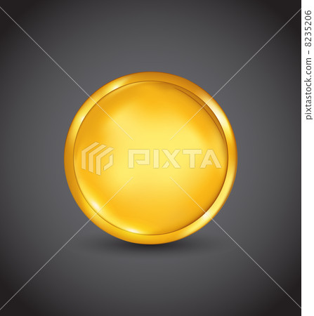 Golden coin with shadow on dark background - Stock Illustration ...