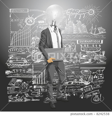 Lamp Head Man With Laptop - Stock Illustration [8242538] - PIXTA