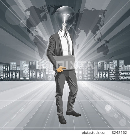 Lamp Head Man With Laptop - Stock Illustration [8242562] - PIXTA