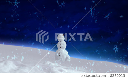 snowman happy blue sky wide angle - Stock Illustration [8279013] - PIXTA