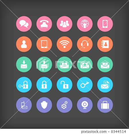 Vector Round Flat Icon Set ?3 - Stock Illustration [8344514] - PIXTA