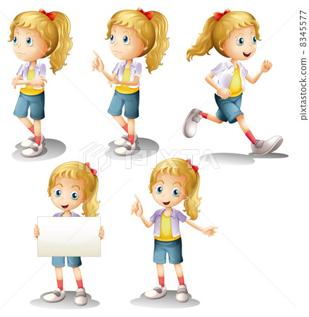 A girl with different positions - Stock Illustration [8345577] - PIXTA