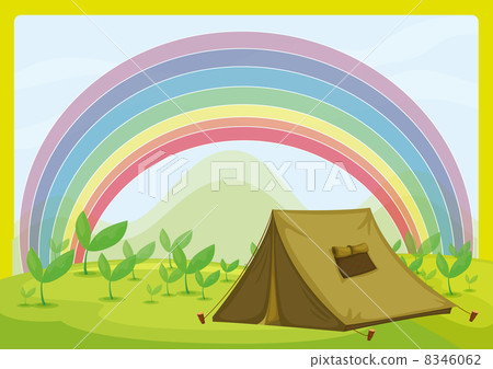 A tent and a rainbow - Stock Illustration [8346062] - PIXTA