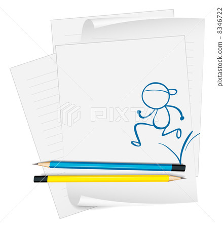 A paper with a sketch of a man running - Stock Illustration [8346722 ...
