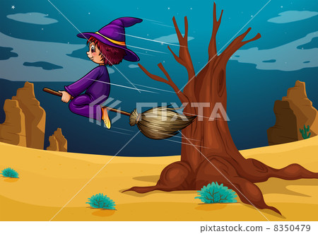 A witch riding a broom - Stock Illustration [8350479] - PIXTA