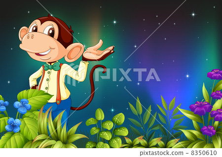 An early morning view with a male monkey - Stock Illustration [8350610 ...