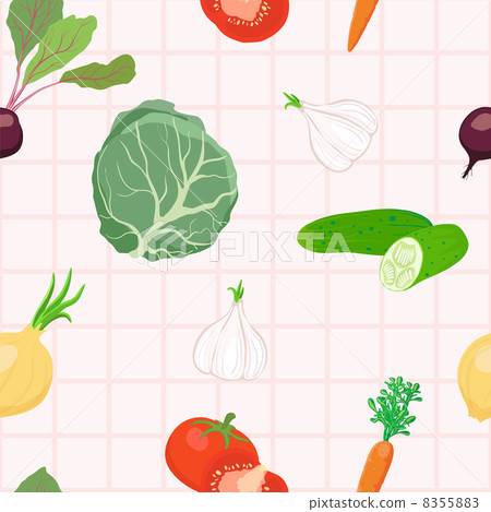 Seamless vegetables pattern. Vector illustration - Stock Illustration ...