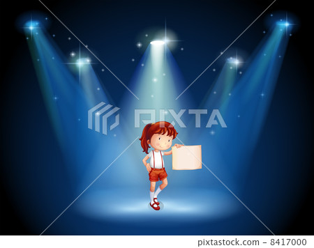 A stage with a girl holding an empty signage in... - Stock Illustration ...
