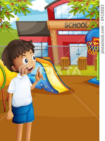 A happy student at the schools playground - Stock Illustration [8418883 ...