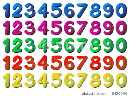 Numbers in different colors - Stock Illustration [8420994] - PIXTA