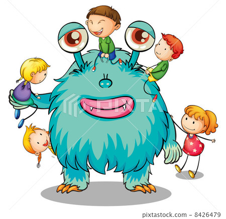 kids playing with monster-插圖素材 [8426479] - PIXTA圖庫