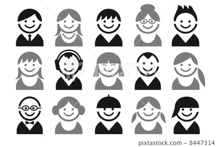 Man and woman faces, icon set, vector pictogram - Stock Illustration ...