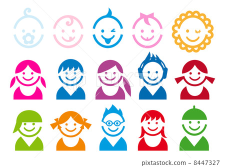 Baby and children faces, icon set, vector... - Stock Illustration ...