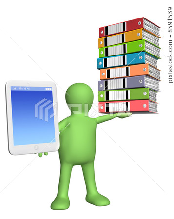 Puppet with smart phone and folders - Stock Illustration [8591539] - PIXTA