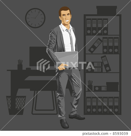 Vector Businessman With Laptop - Stock Illustration [8593039] - PIXTA