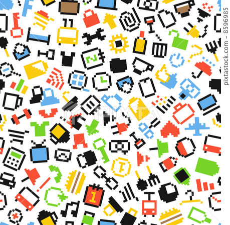 Color pixel style icons seamless background - Stock Illustration ...