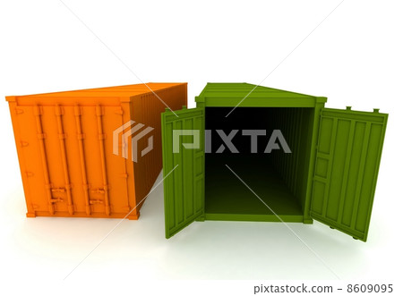 open and closed cargo containers - Stock Illustration [8609095] - PIXTA
