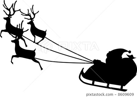 Santa Claus and reindeer (shadow painting) - Stock Illustration ...