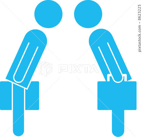 Two salaried workers greeting Pictogram - Stock Illustration [8623225 ...