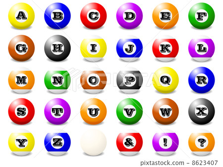 Billiards ball alphabet · capital letters - Stock Illustration [8623407 ...