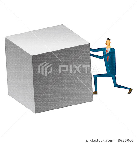 Businessman pushing a block - Stock Illustration [8625005] - PIXTA