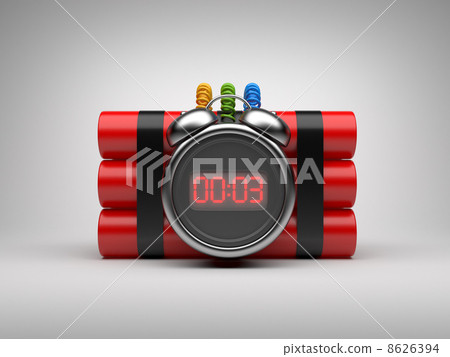 Bomb with clock timer 3D. Countdown. On gray... - Stock Illustration ...