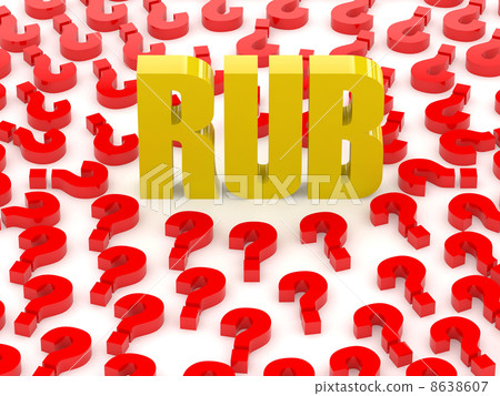 RUB sign surrounded by question marks. Concept... - Stock Illustration ...